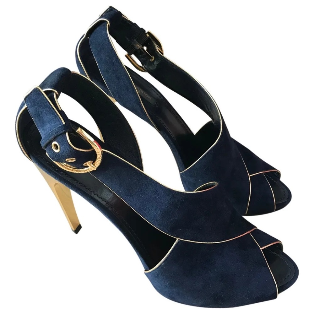 Authentic Semi-Open Peep-Toe Sandals / Pumps In Blue … - Gem
